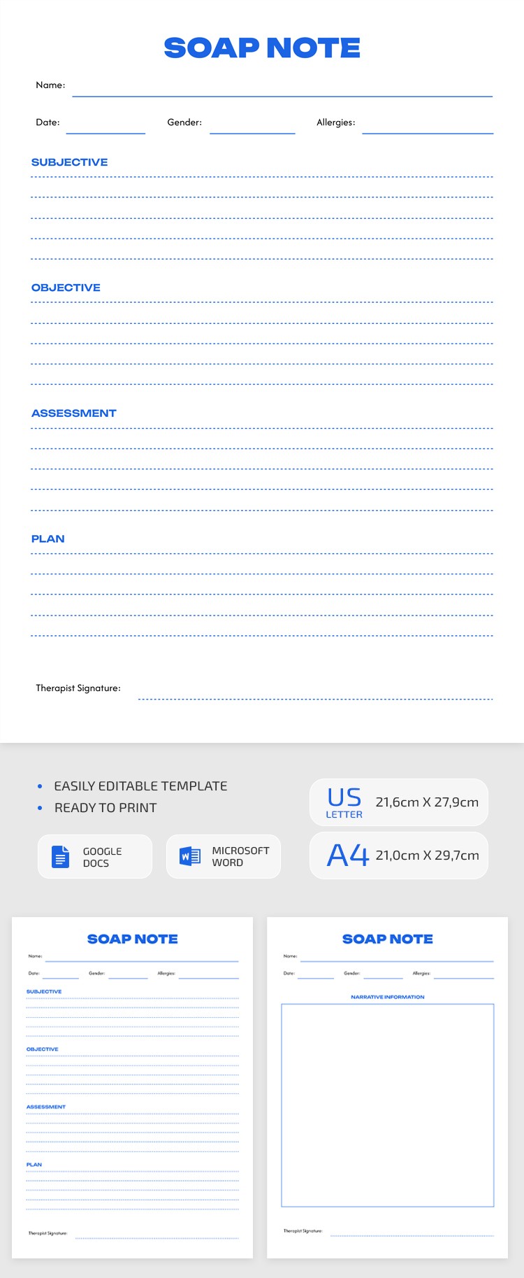 Free Editable SOAP Note Template in Google Docs and Microsoft Word ...