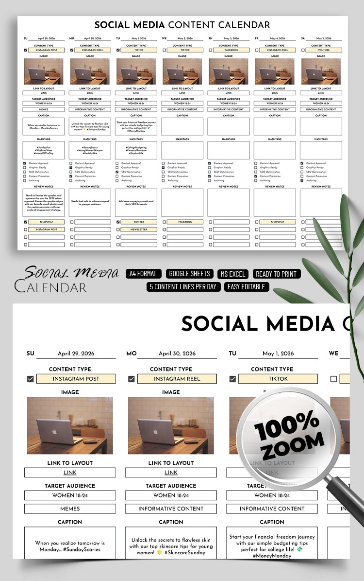 Free Editable Social Media Content Calendar Template in Google Sheets ...