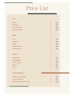 Free Modèle Liste de prix élégante dans Google Docs and Microsoft Word ...