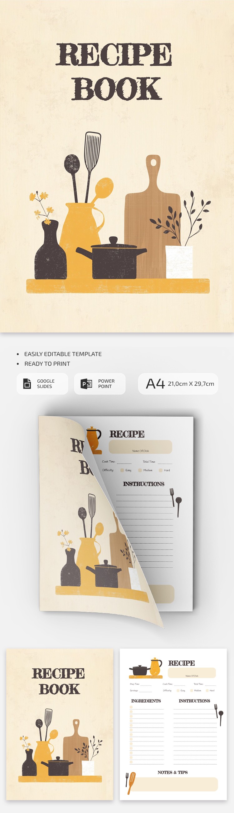 Free Elegant Recipe Book Template in Google Slides and Microsoft ...