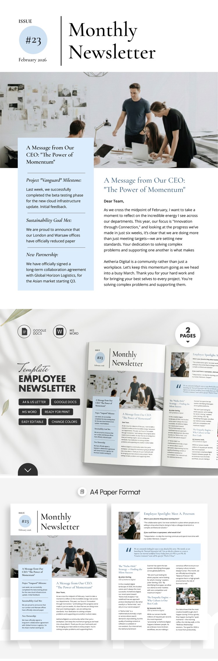 Free Employee Newsletter Template | thegoodocs.com