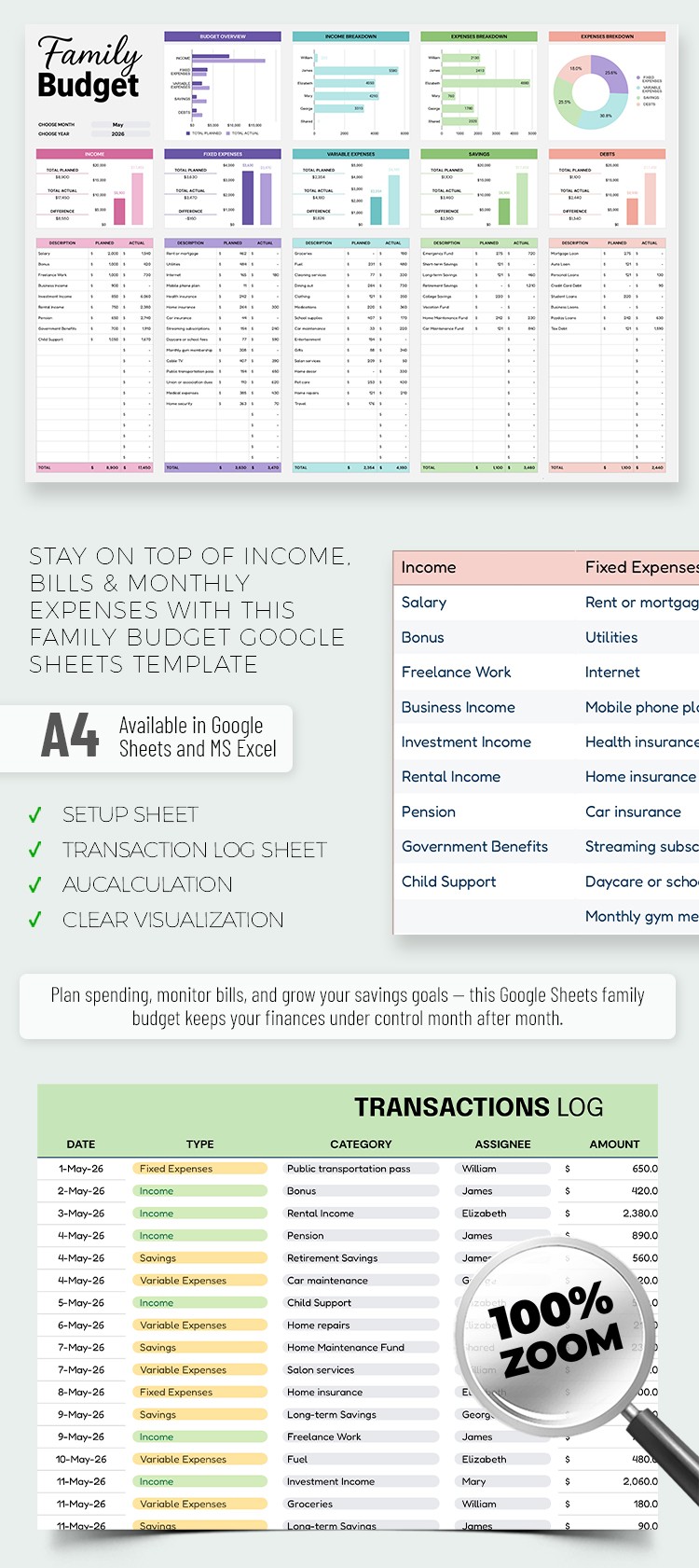 Free Modèle de budget familial - Planificateur facile des dépenses et ...