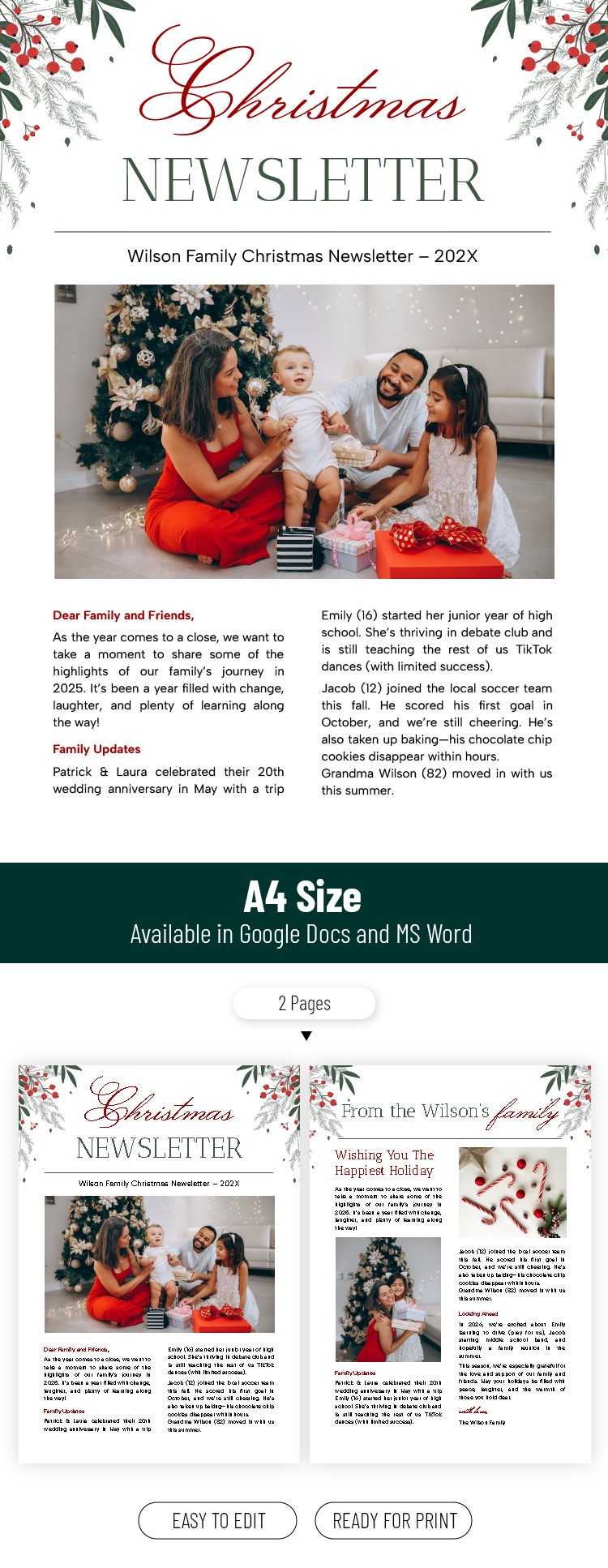 Free Family Christmas Newsletter Template | thegoodocs.com