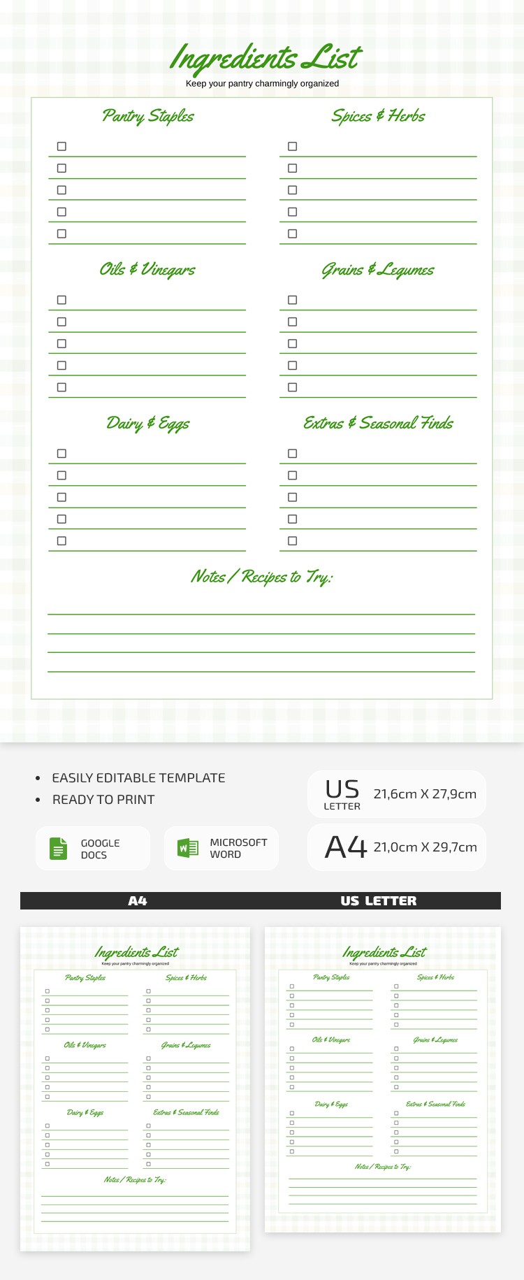 Free Farmhouse Style Ingredients List Template in Google Docs and ...