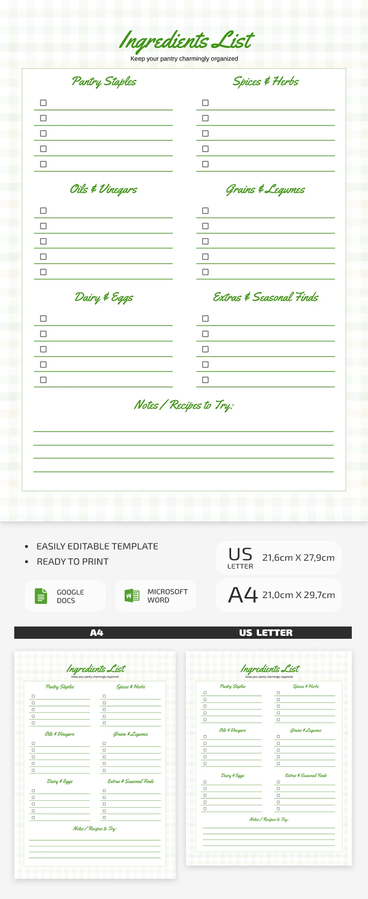 Free Farmhouse Style Ingredients List Template in Google Docs and ...
