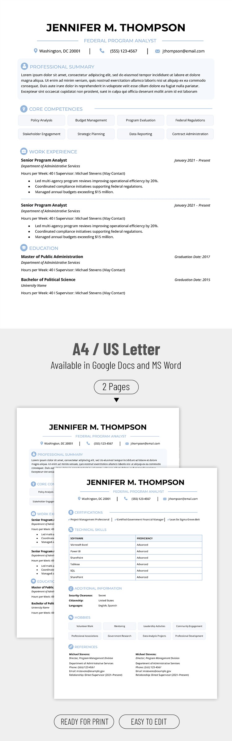 Free Federal Resume Template in Google Docs and Microsoft Word ...