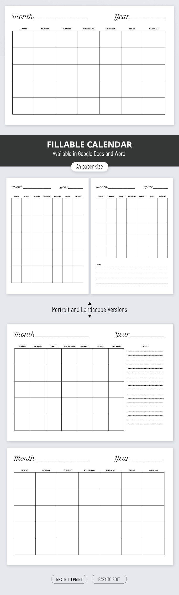 Free Fillable Calendar Template in Google Docs and Microsoft Word ...