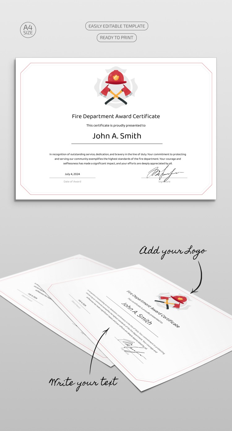 Free Fire Department Award Certificate Template in Google Docs and ...