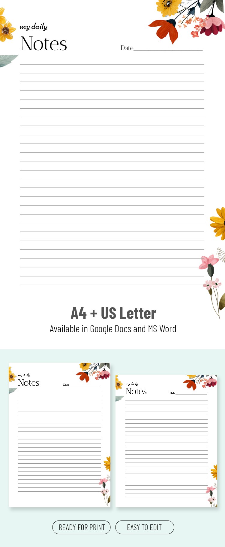 Free Floral Graphic Notes Template in Google Docs and Microsoft Word ...