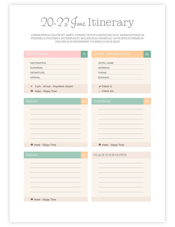 26 Trip Itinerary Templates Pdf Doc Excel Free 10+ Travel Itinerary