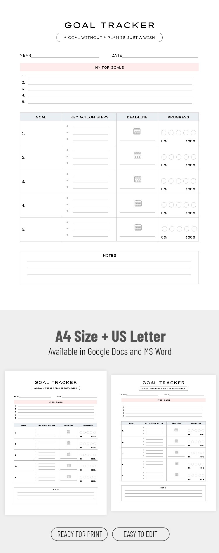 Free Goal Tracker Template In Google Docs