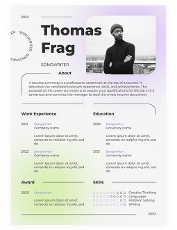 Free Gradient Songwriter CV Template In Google Docs