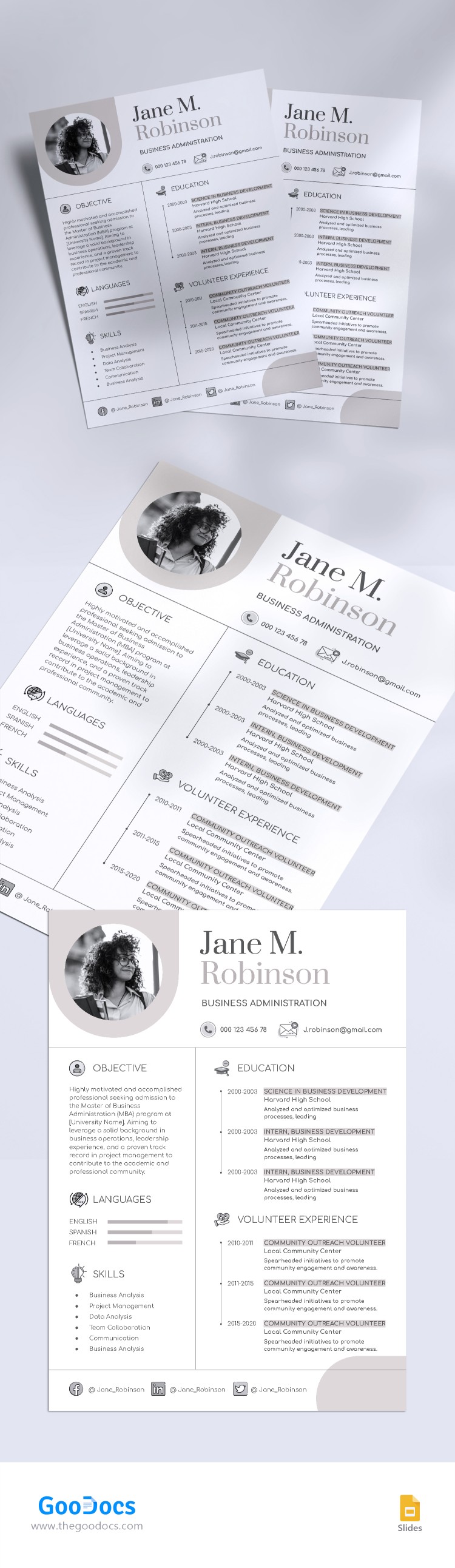 Free Graduate School Resume Template in Google Docs and Microsoft Word ...