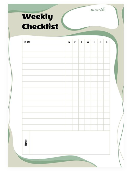 Free Lista de verificación semanal verde Plantilla en Google Slides and ...