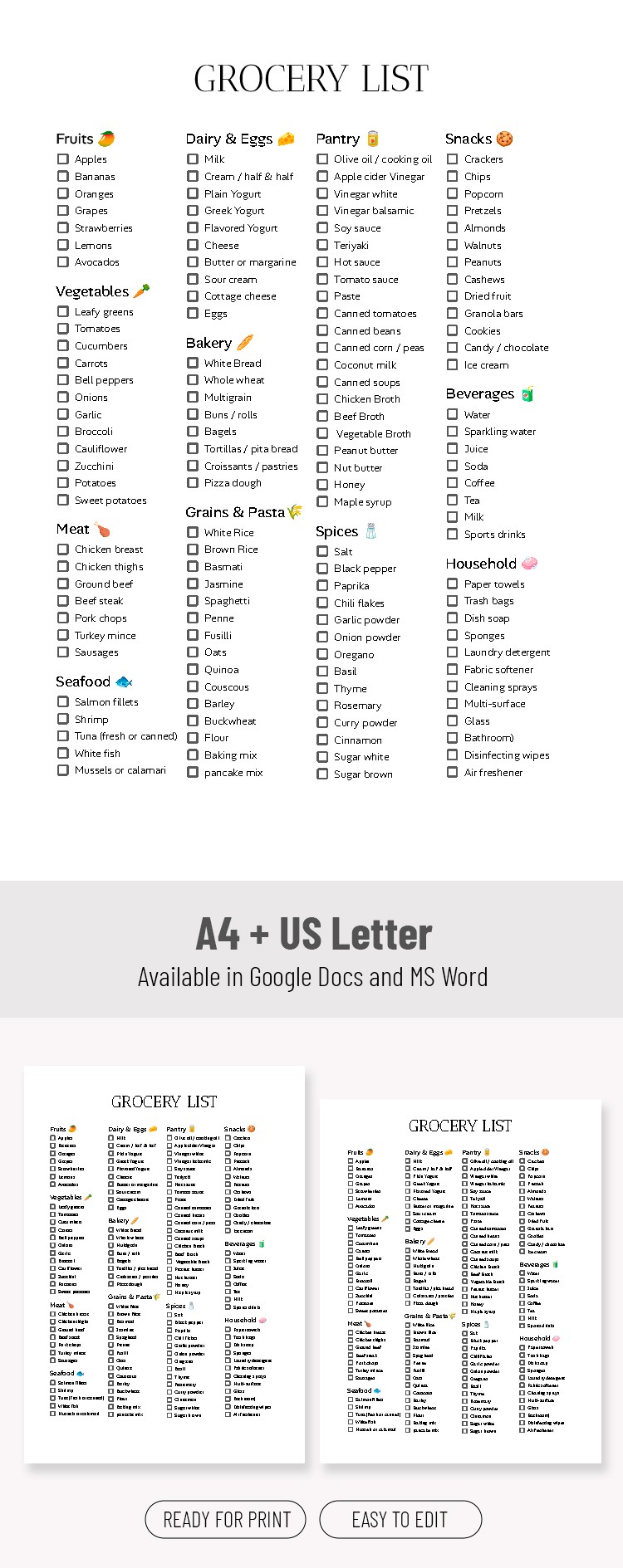 Free Grocery Shopping List Template – Plan Your Shopping Fast Template ...