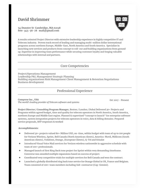 Free Harvard CV Template in Google Docs and Microsoft Word | thegoodocs.com