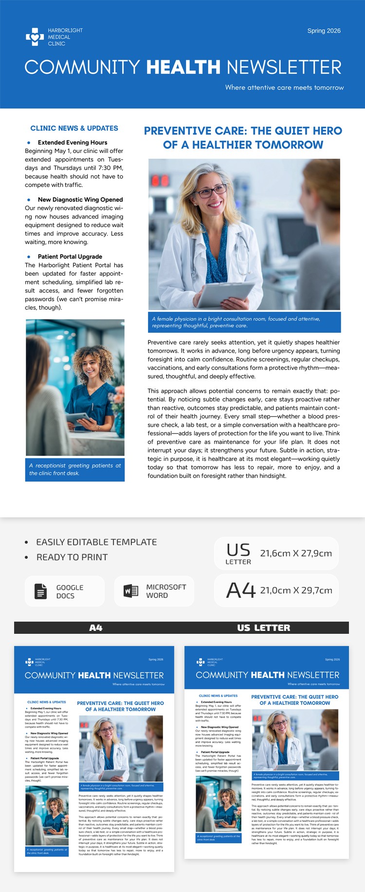 Free Editable Healthcare Clinic Newsletter Example Template ...