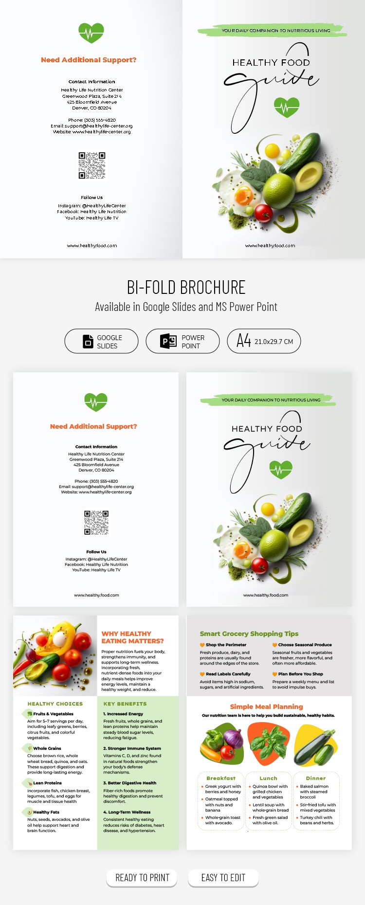 Free Healthy Food Bifold informational Brochure Template in Google ...