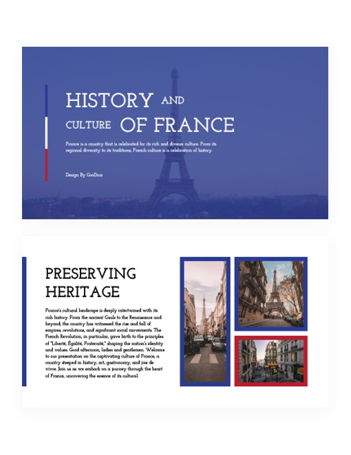 Gratis Historia y cultura de Francia. Plantilla en Google Slides