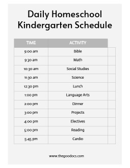 Free Homeschool Kindergarten Schedule Template In Google Slides