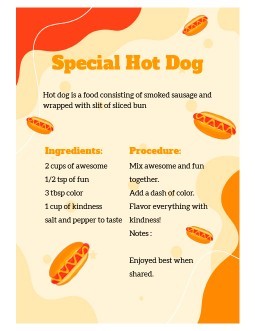 Hot Dog Recipe Card Template in Google Docs and Microsoft Word ...