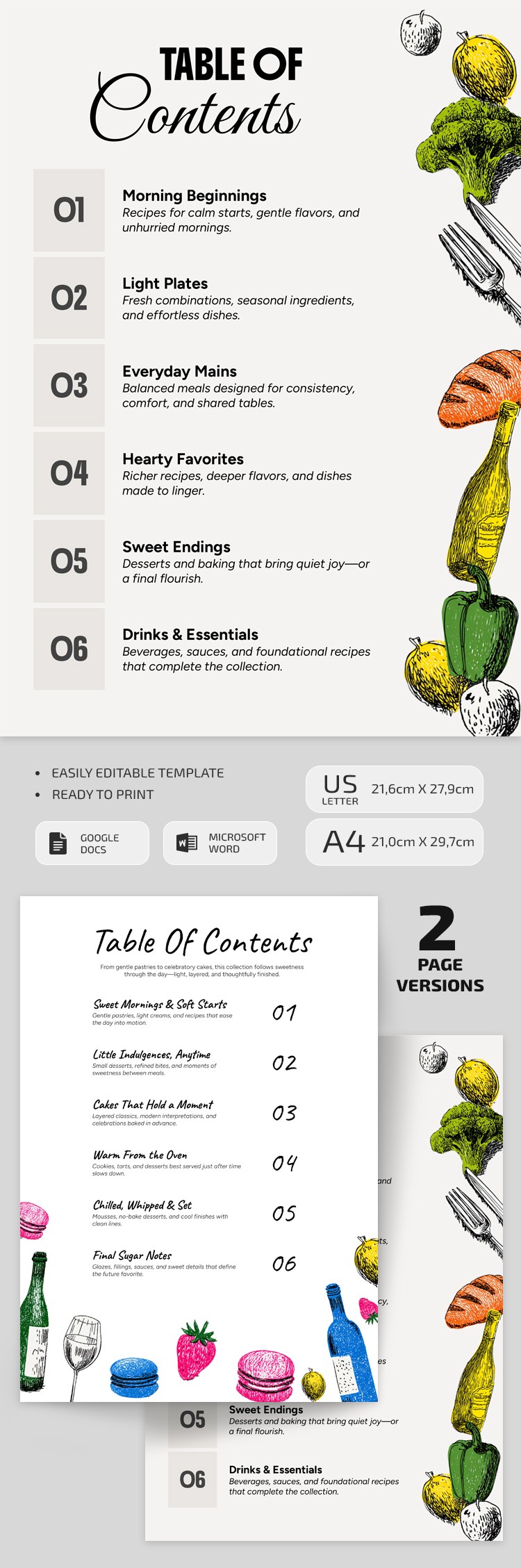 Free Recipe Table Of Contents Template in Google Docs and Microsoft ...