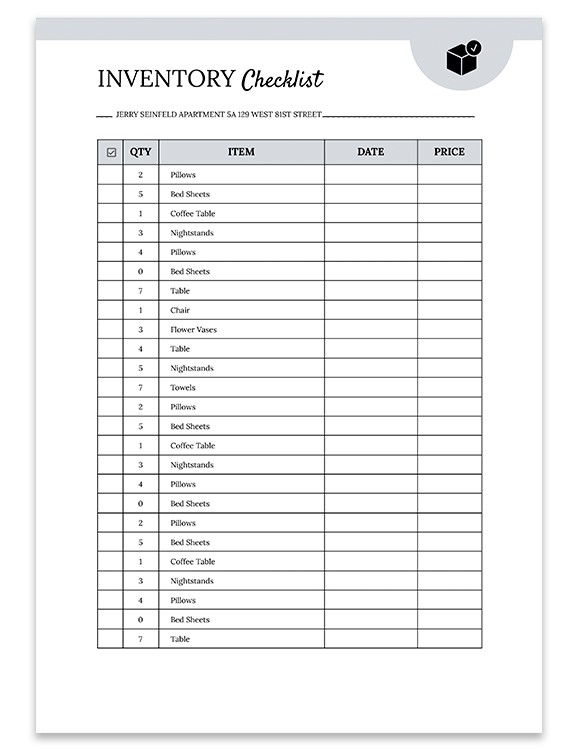 Inventory Checklist Template Inventory List: Inventory List Log Book