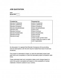 Free Job Quote Template In Google Docs