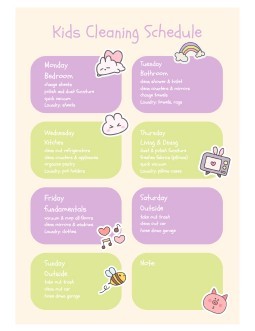 Free Kids Cleaning Schedule Template In Google Docs