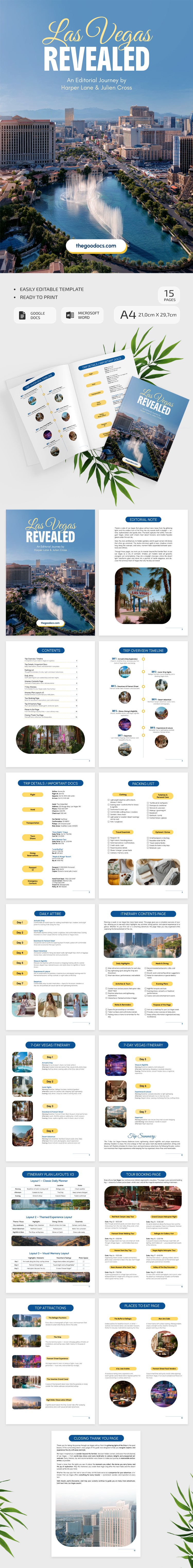 Free Las Vegas Travel Guide Book Template in Google Docs and Microsoft ...