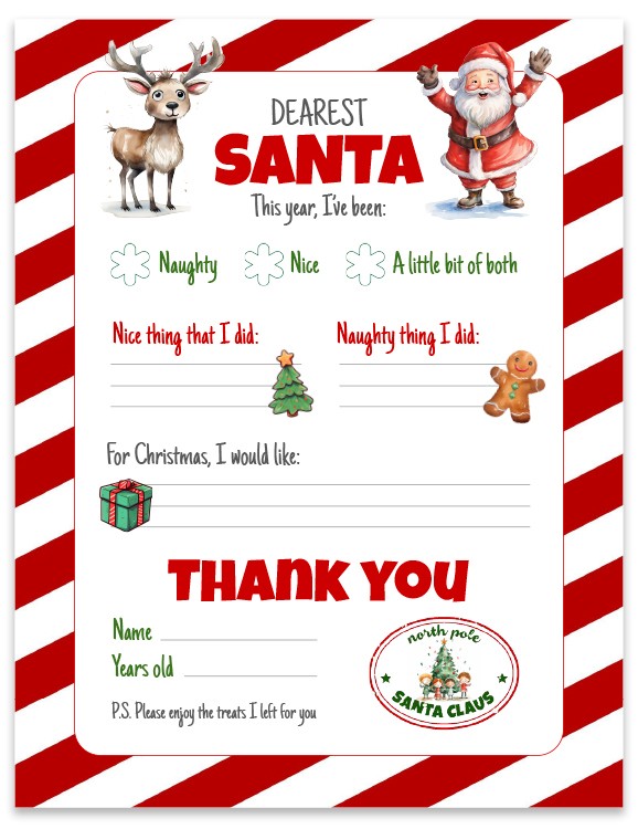 Free Red Letter For Santa Template for Google Docs and Microsoft Word ...