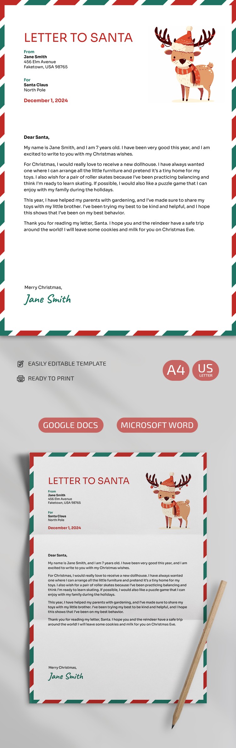 Free Letter To Santa Template for Google Docs and Microsoft Word ...