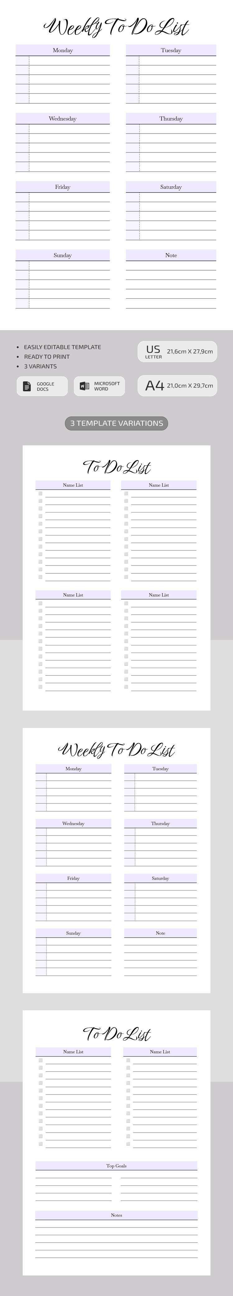 Free Lista de tareas imprimible ligera Plantilla en Google Docs and ...