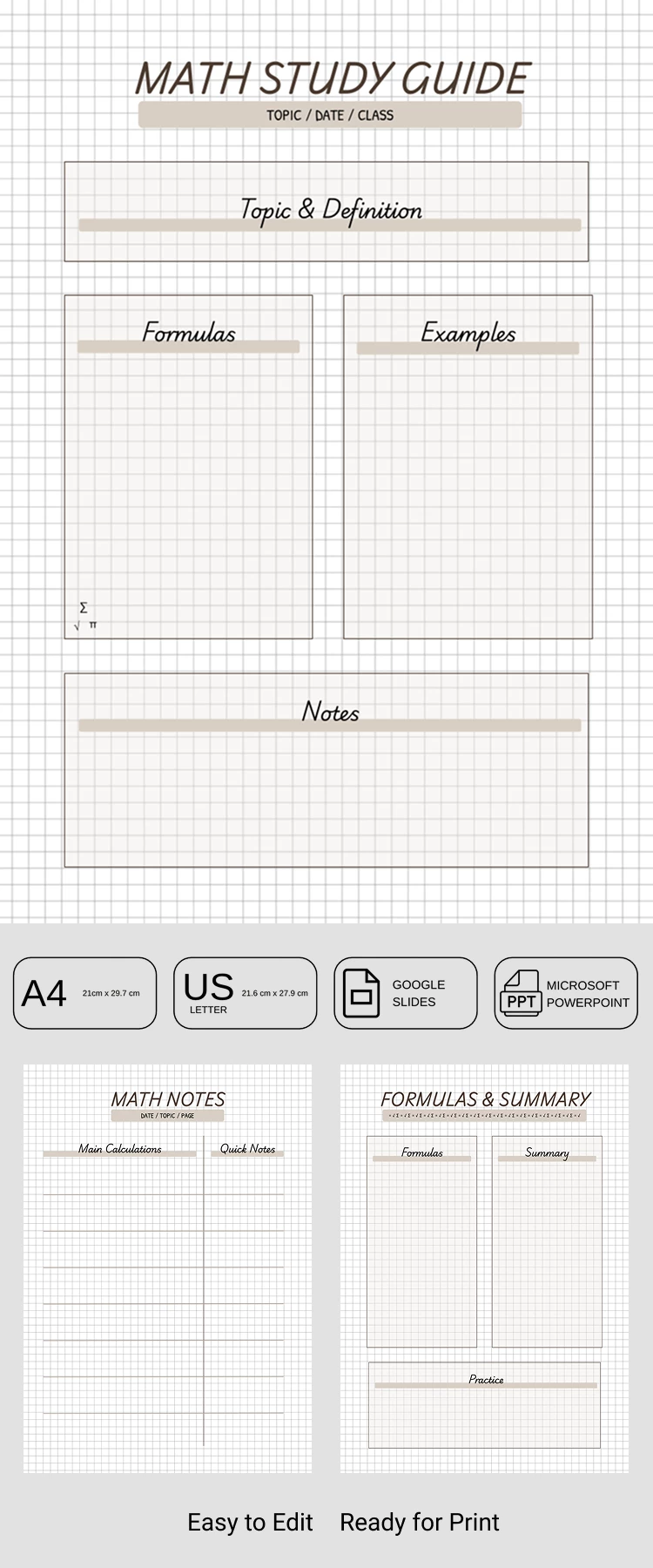 Free Math Study Guide Template in Google Slides and Microsoft ...