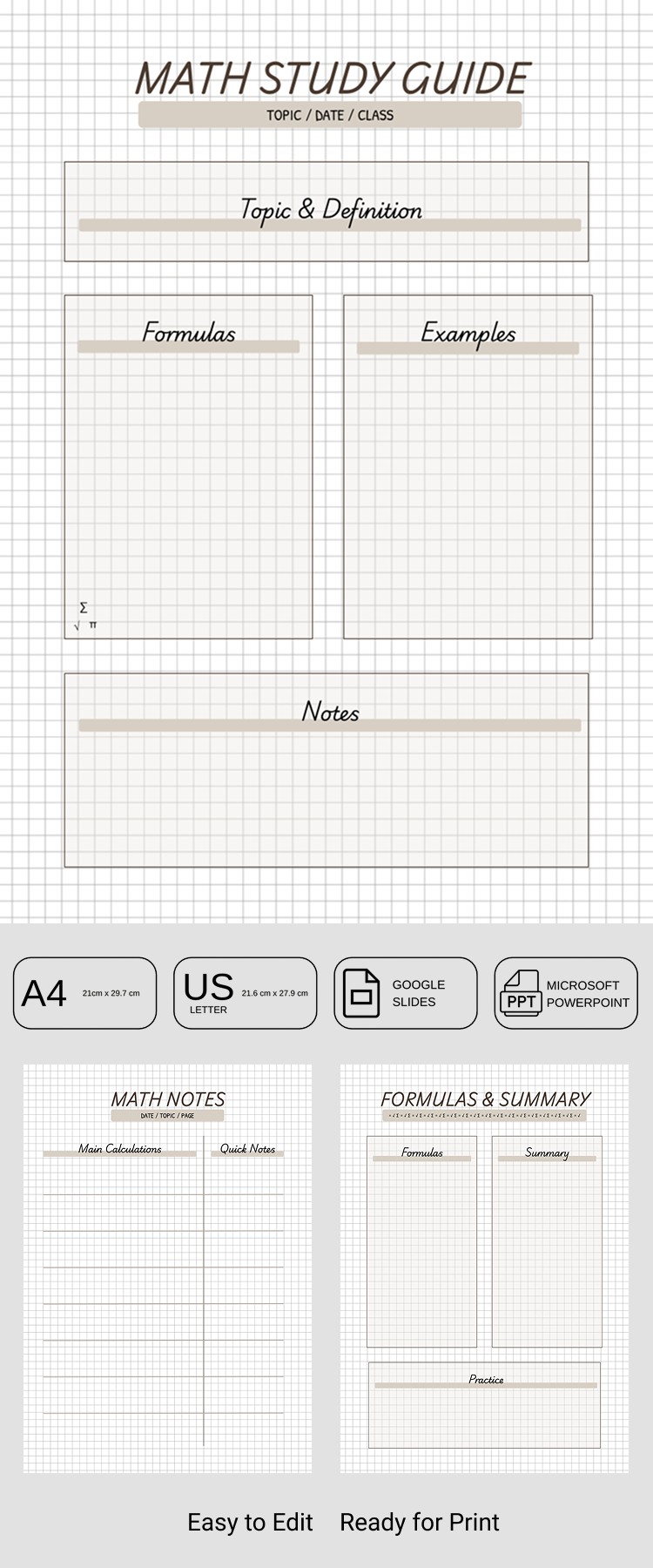 Free Math Study Guide Template in Google Slides and Microsoft ...