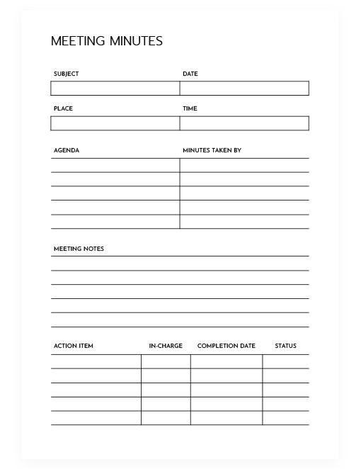 Free Simple Meeting Minutes Note Template in Google Docs and Microsoft ...