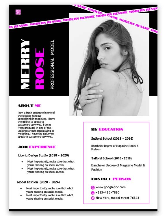 Free Acting And Modeling Resume Template in Google Docs and Microsoft ...