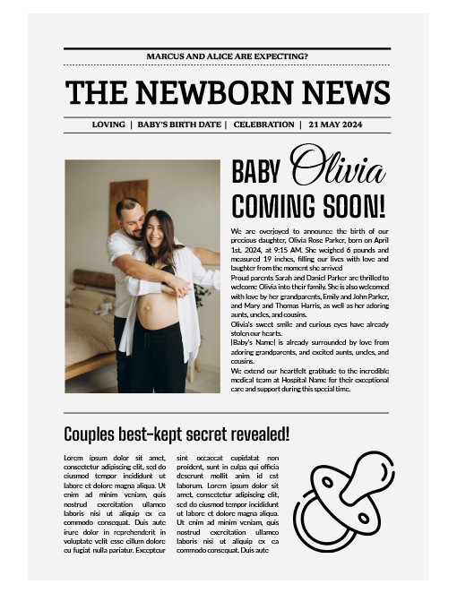 Free Baby Announcement Newspaper Template for Google Slides and ...