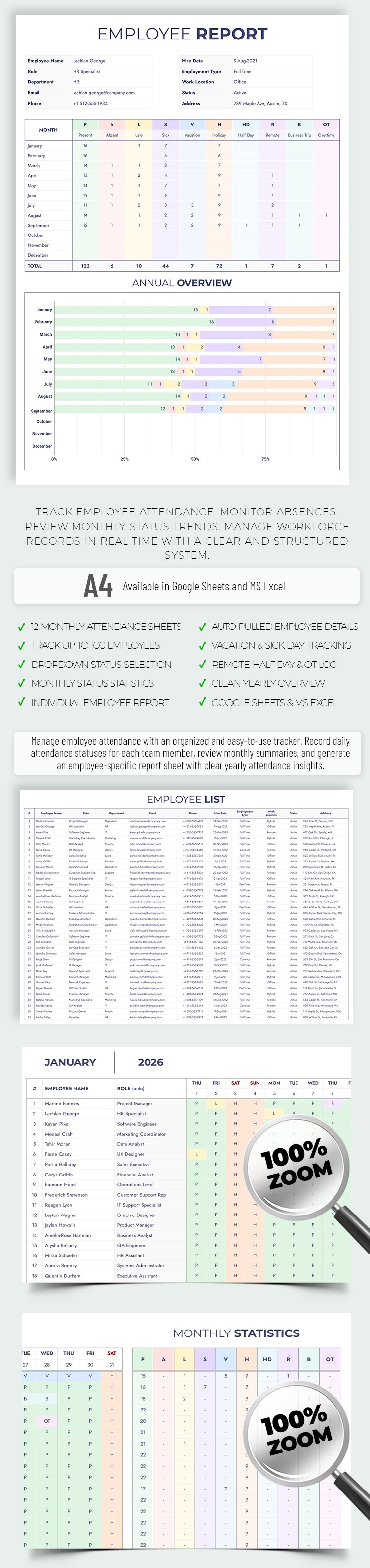 Free Monthly Employee Attendance Tracker Template In Google Sheets