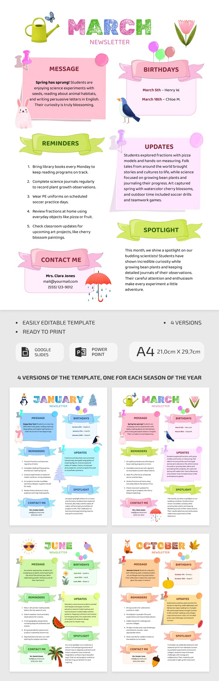 Free Monthly Newsletter Template for Classrooms Template | thegoodocs.com
