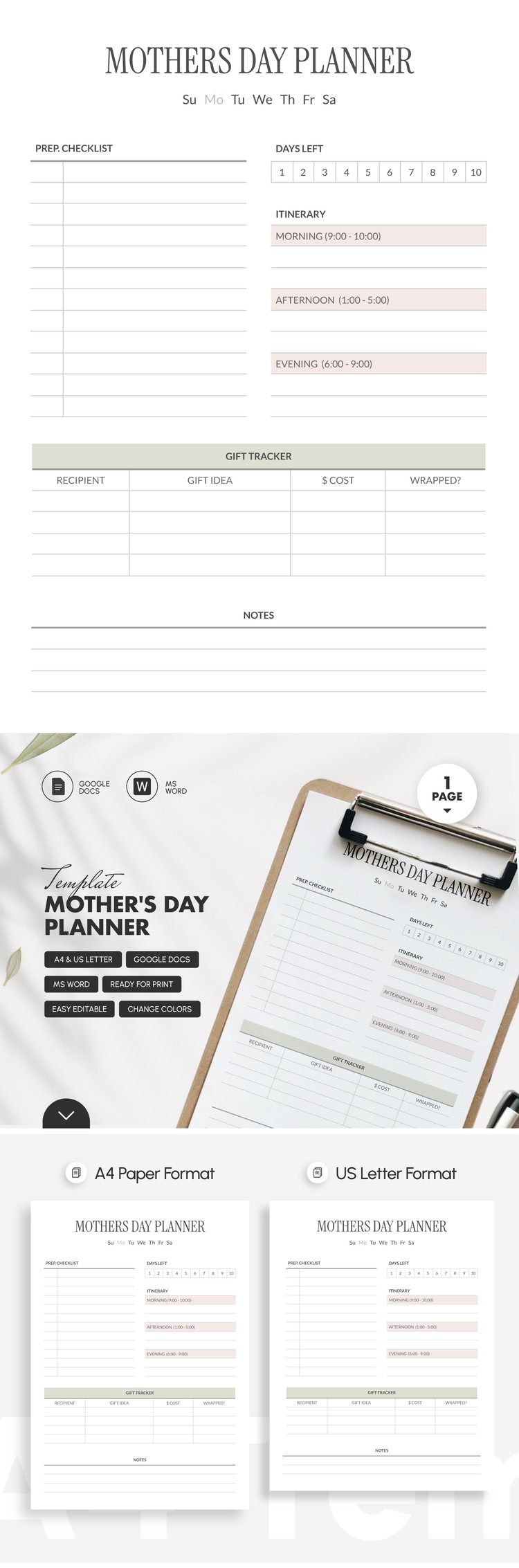 Free Mother's Day Planner Template | thegoodocs.com