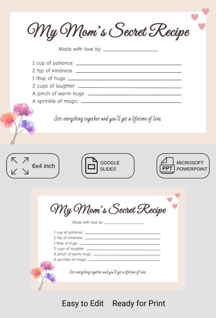 Free Mother's Day Recipe Card Template in Google Slides and Microsoft ...