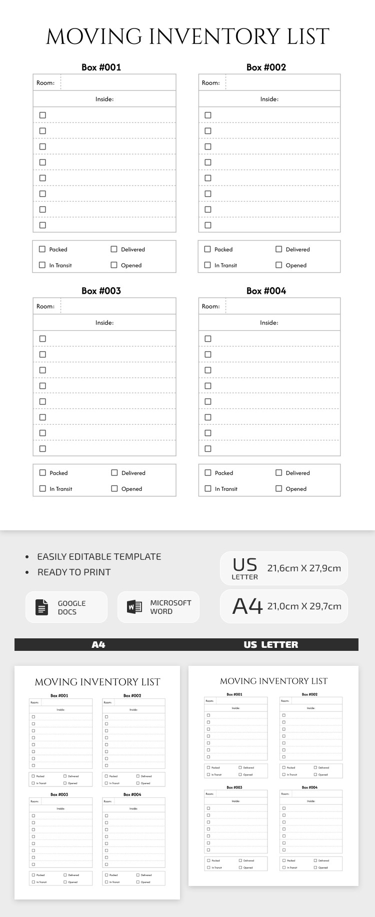 Free Moving Inventory List Template In Google Docs