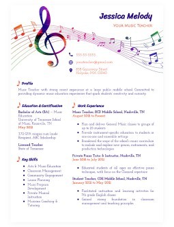 Free Music Teacher Resume Template in Google Docs and Microsoft Word ...