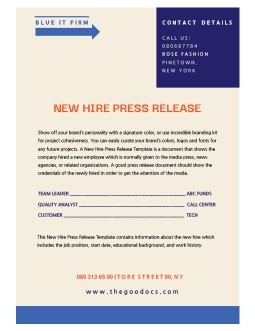 Free New Hire Press Release Template In Google Docs