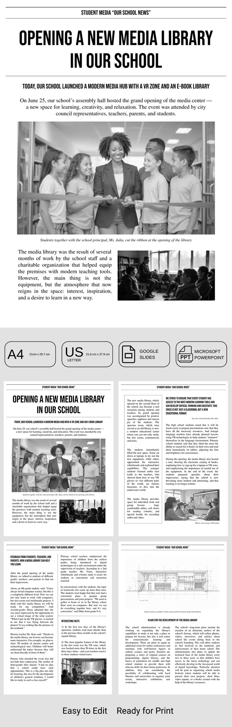 Free News Report Template for Students Template in Google Slides and ...