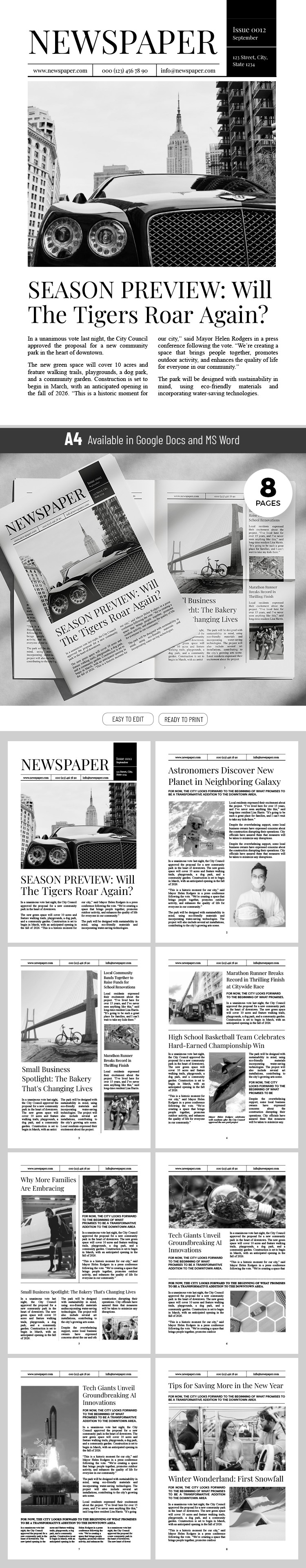 Printable News Template for Google Docs and Microsoft Word | thegoodocs.com