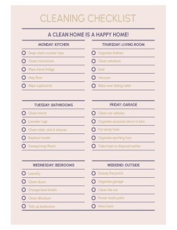 Free Pale-Purple Cleaning Checklist Template In Google Docs