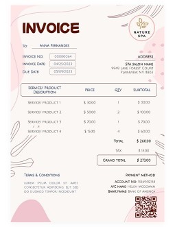 Free Pastel Spa Invoice Template | thegoodocs.com