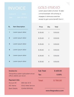 Free Pastel Studio Invoice Template | thegoodocs.com